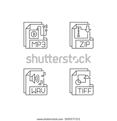 File Types Pixel Perfect Linear Icons Stock Vector Royalty Free Shutterstock