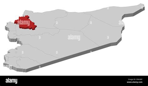 Political Map Of Syria With The Several Governorates Where Idlib Is
