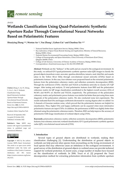 Pdf Wetlands Classification Using Quad Polarimetric Synthetic Aperture Radar Through