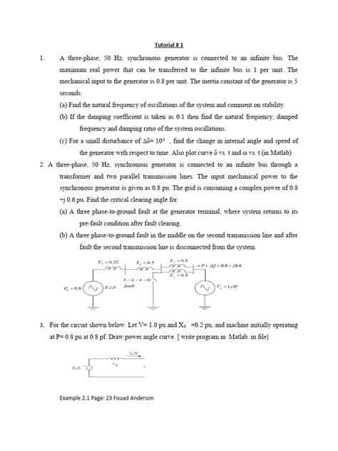 Power System Stability And Dynamics Tutorial Pdf