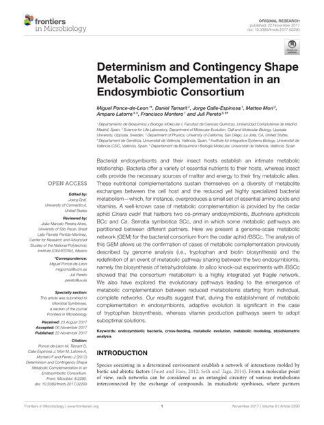 Pdf Determinism And Contingency Shape Metabolic Complementation In An