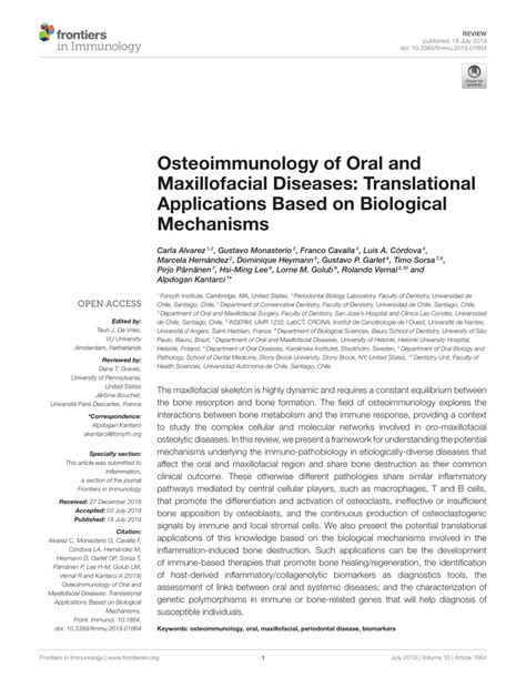 Pdf Osteoimmunology Of Oral And Maxillofacial Diseases Translational