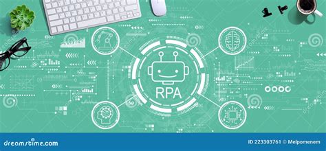 robotic process automation theme with a computer keyboard stock image