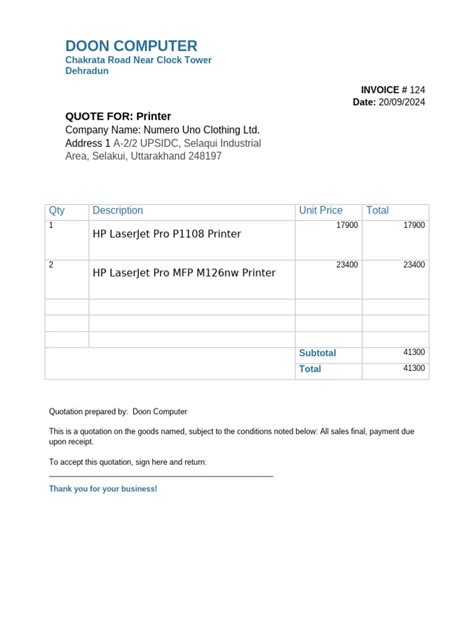 Doon Computer Quotation Pdf