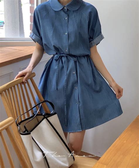 아누 여성여름데님원피스 바캉스룩 휴양지룩 오버핏 청원피스
