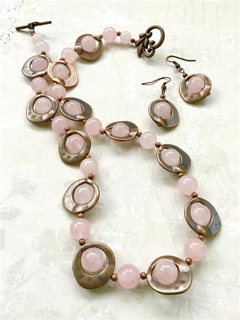 Colier Vintage Cuart Roz And Cupru Breslo