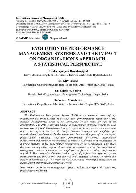 pdf evolution of performance management systems and the impact on