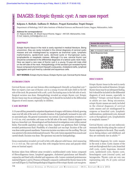 Pdf Images Ectopic Thymic Cyst A Rare Case Report