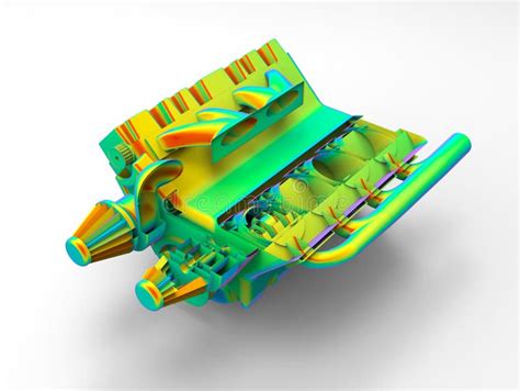 3d Rendering Engine Assembly Structural Analysis Stock Illustration Illustration Of Pistons
