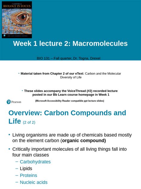 Week 1 Lecture 2 Macromolecules Updated 1 Notes Pdf