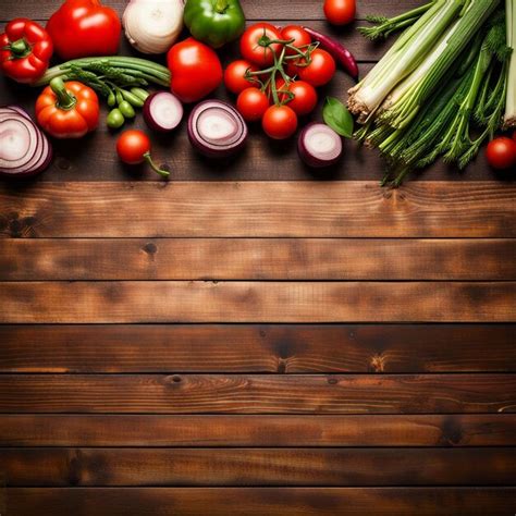 Premium Ai Image A Top View Of Wooden Table Food Background