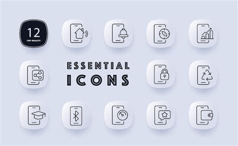 Premium Vector Smartphone App Icon Set Mobile Technology Multitude Of Tasks Mobile Neomorphism