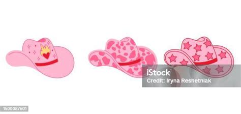 복고풍 카우걸 모자 세트 카우보이 서부와 와일드 웨스트 테마 카우보이 모자에 대한 스톡 벡터 아트 및 기타 이미지 카우보이 모자 복고풍 분홍 Istock