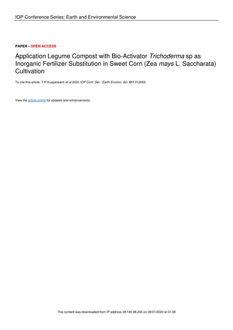 Pdf Application Legume Compost With Bio Activator Trichoderma Sp As Inorganic Fertilizer