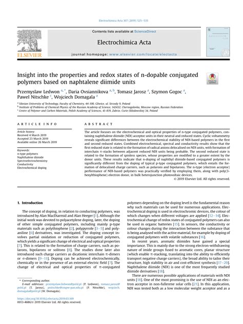 Pdf Insight Into The Properties And Redox States Of N Dopable Conjugated Polymers Based On