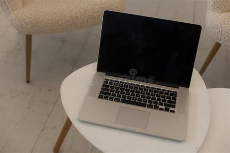 Laptop Computer Displaying The Blank Screen Editorial Photography