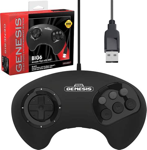Retro Bit Sega Genesis Big6 Usb Arcade Controller For Pc Mac Switch