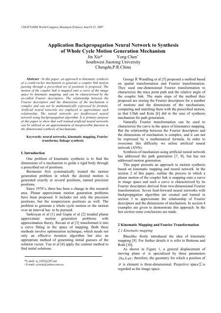 Application Backpropagation Neural Network To Synthesis Iftomm
