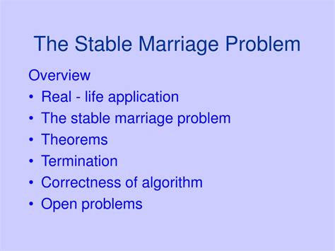PPT Stable Matchings A K A The Stable Marriage Problem PowerPoint Presentation ID