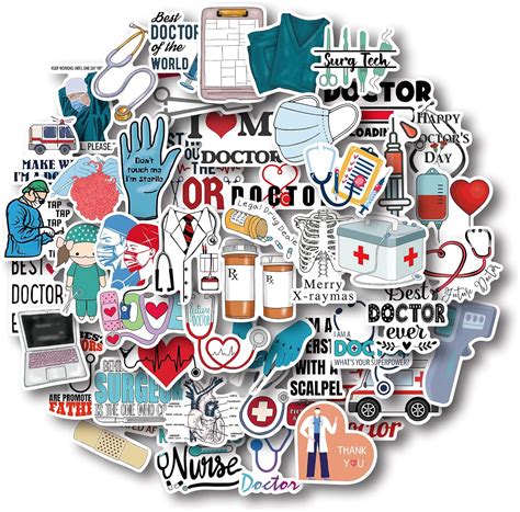 50 Pcs Doctor Stickers Medical Equipment Stickers Doctor