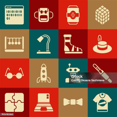 set tshirt audio jack man hat energy drink table lamp pendulum binary code and slippers with