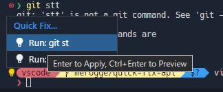 Apply And Preview In Terminal Quick Fix Entry Hover Should Be Lowercase Issue