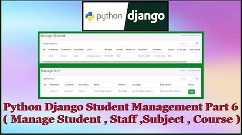 Python Django Student Management System Part 6 Manage Studentstaff