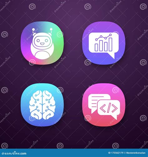 Chatbots App Icons Set Stock Vector Illustration Of Design 175562179
