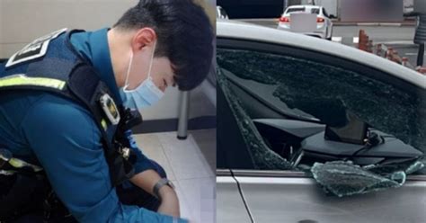 차가 서있는데 사람이 못 일어나요창 유리 맨 손으로 뜯어 구했다