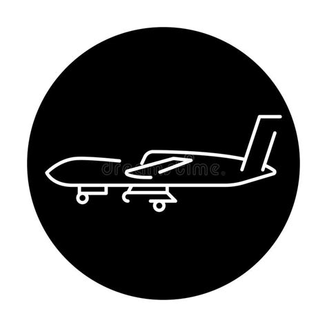 Predator C Avenger Usa Line Color Icon Stealthy Strike Drone With A Jet Engine Stock Vector