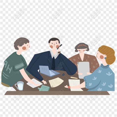 작은 신선한 사무실에서 회의 사람들의 그룹의 일러스트 디자인 Png 일러스트 무료 다운로드 Lovepik