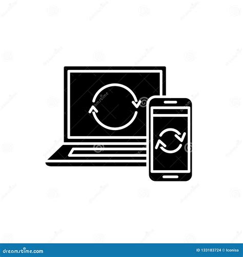 Update Computer Data Black Icon Vector Sign On Isolated Background Update Computer Data