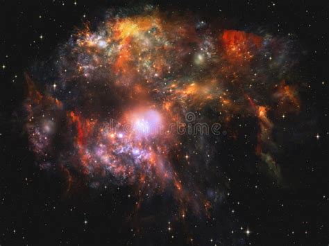 Orange And Colorful Nebula And Star Space Glowing Mysterious Universe