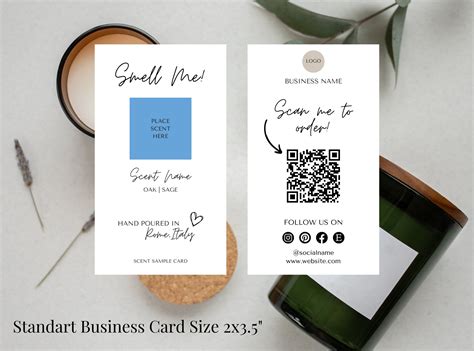 Candle Scent Sampler Card Template Wax Melt Tester Card Small