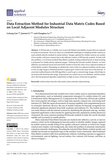 Pdf Data Extraction Method For Industrial Data Matrix Codes Based On