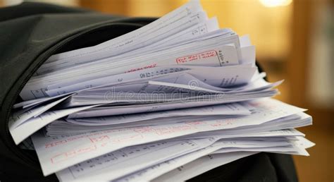 Student Assignment Papers With Feedback Stock Illustration