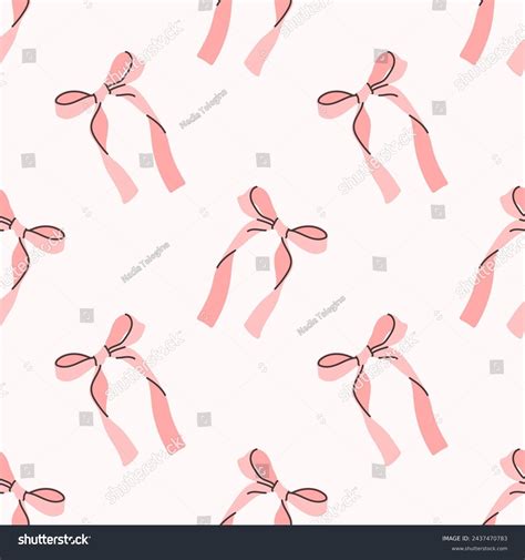 Cute Coquette Pattern Seamless Pink Ribbon Stock Vector Royalty Free
