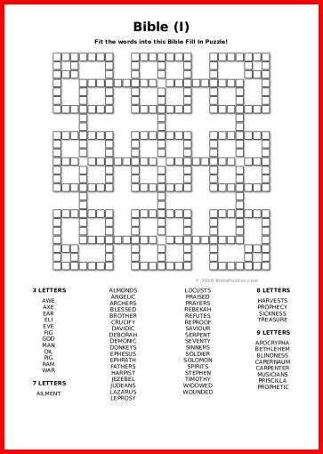 Bible Fill In Puzzles