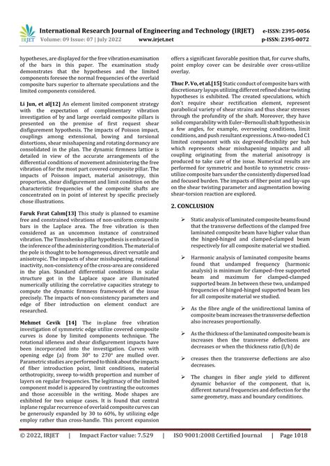 Review Static And Dynamic Analysis Of A Laminated Composite Beam Pdf