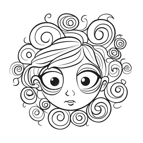 컬 윤곽 스케치 드로잉을 가진 소녀의 머리 벡터 선조 그림 선조 개요 선조 스케치 Png 일러스트 및 벡터 에 대한 무료 다운로드 Pngtree