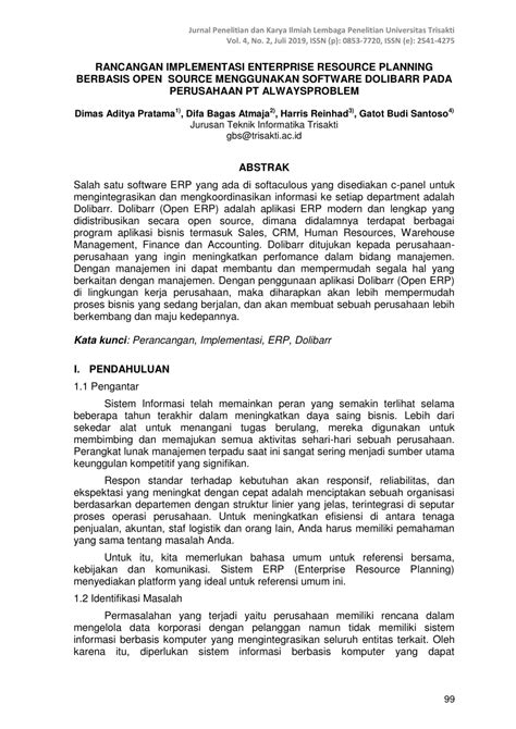 PDF RANCANGAN IMPLEMENTASI ENTERPRISE RESOURCE PLANNING BERBASIS OPEN SOURCE MENGGUNAKAN