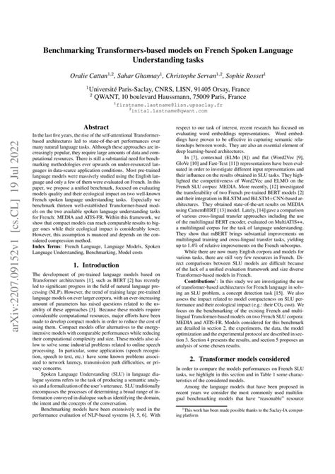 Benchmarking Transformers Based Models On French Spoken Language Understanding Tasks Deepai