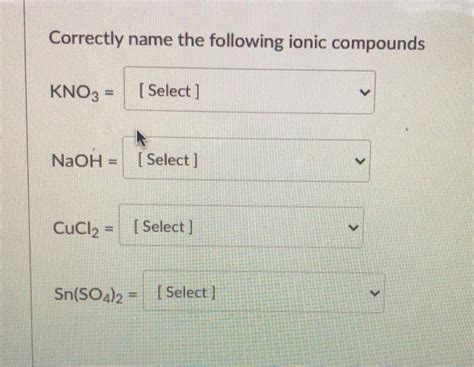 Solved Correctly name the following ionic compounds KNO3 = | Chegg.com