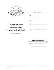 Computational Analysis And Numerical Method CSC CourseBook Pdf Course Content