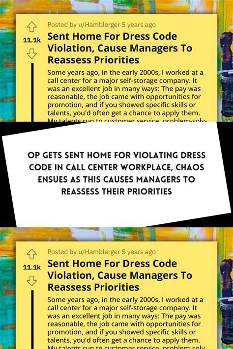 Op Gets Sent Home For Violating Dress Code In Call Center Workplace