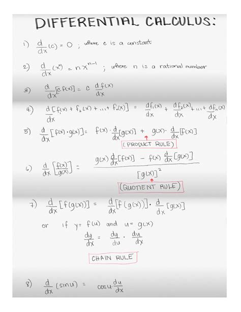 Differential Calculus Formula Bachelor Of Science In Electrical