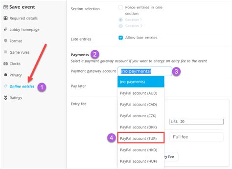 Select Paypal Payments In Your Event Settings