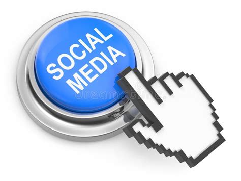Social Media Button With Hand Cursor Stock Illustration Illustration Of Render Graphic 260285021