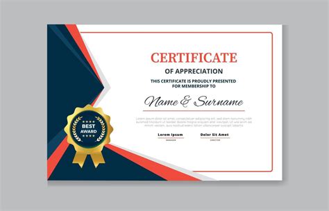 Certifikat Av Uppskattning Mall Certifikat Av Prestation Utmärkelser