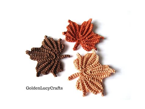 Crochet Pattern Small Maple Leaf Applique Motif Embellishment Fall